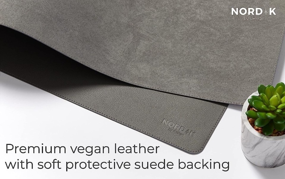 Nordik Leather Desk Mat Cable Organizer (Alaskan Gray 35 X 17 inch ...