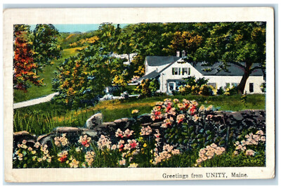 1936 Greetings from Unity Maine ME Troy ME House View Vintage Posted ...