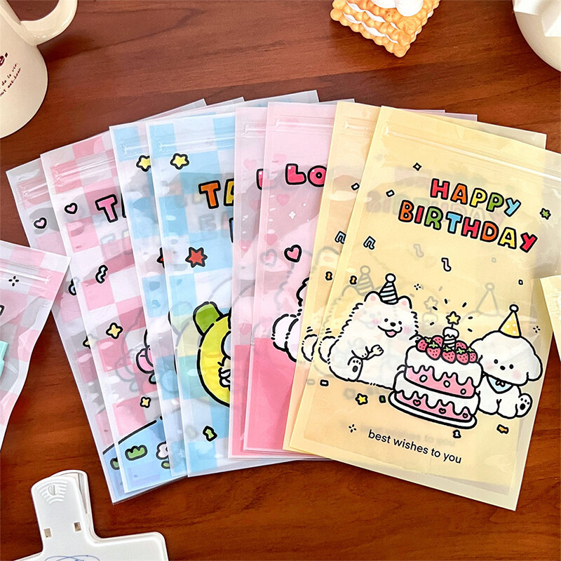5PCS Cute Cartoon Dog Pattern Candy Bag Zip Lock Cookie Gift Plastic ...