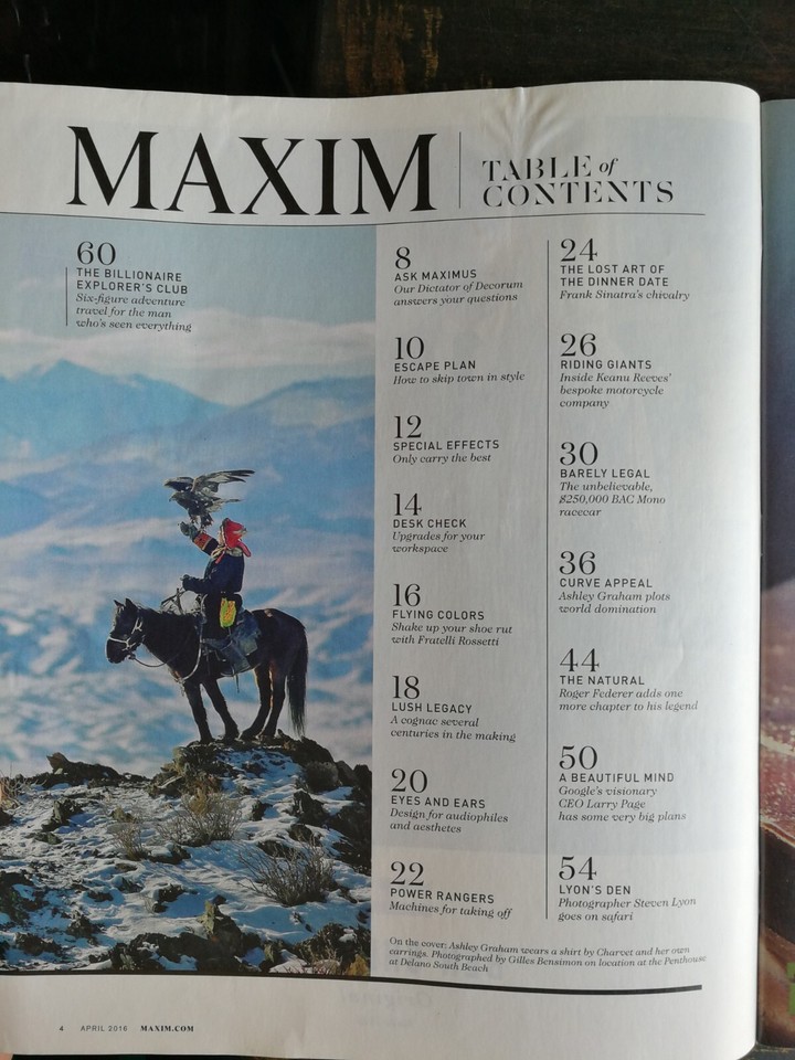 Maxim Magazine April 2016 Ashley Graham - Keanu Reeves - Roger Federer ...