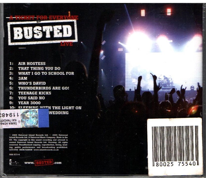 Busted ‎– A Ticket For Everyone: Busted Live / CD NEW UK 2004 | eBay