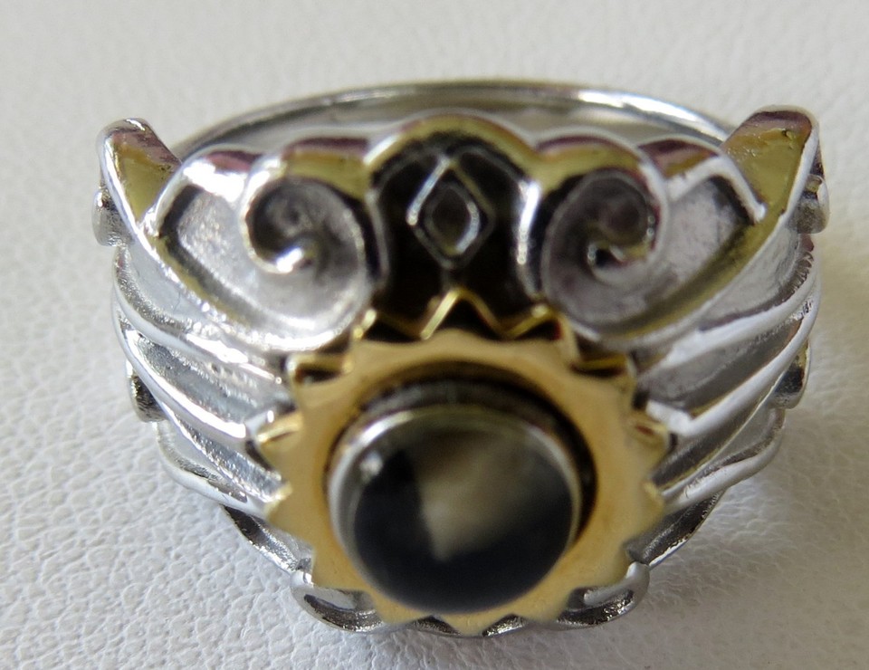 Stainless Steel and Gold Tone Nativity Stone Ring Michael Anthony | eBay