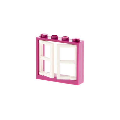 1x Lego Fenster Rahmen 1x4x3 magenta 2 Flügel Laden 1x2x3 weiß dick ...