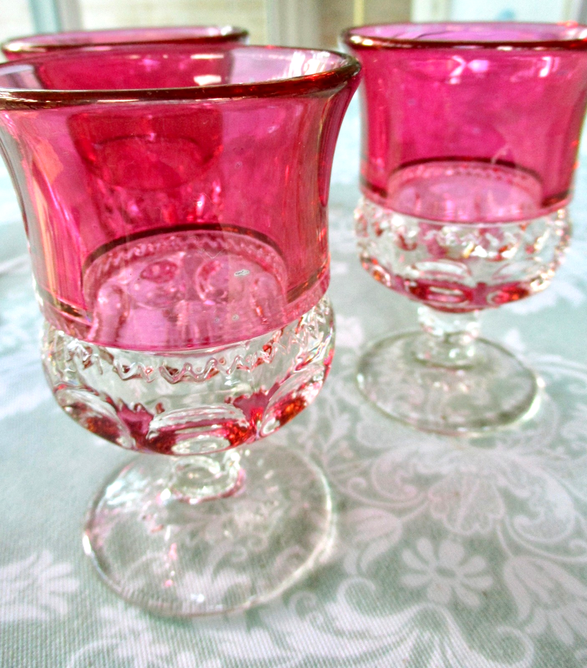 Ruby Flash Kings Crown Thumbprint Port Juice Glasses 4 | eBay