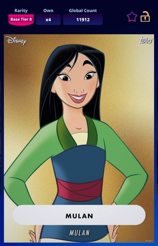 Topps Disney Collect Digital 2022 Tier 8 MULAN Debut Celebration Gold ...