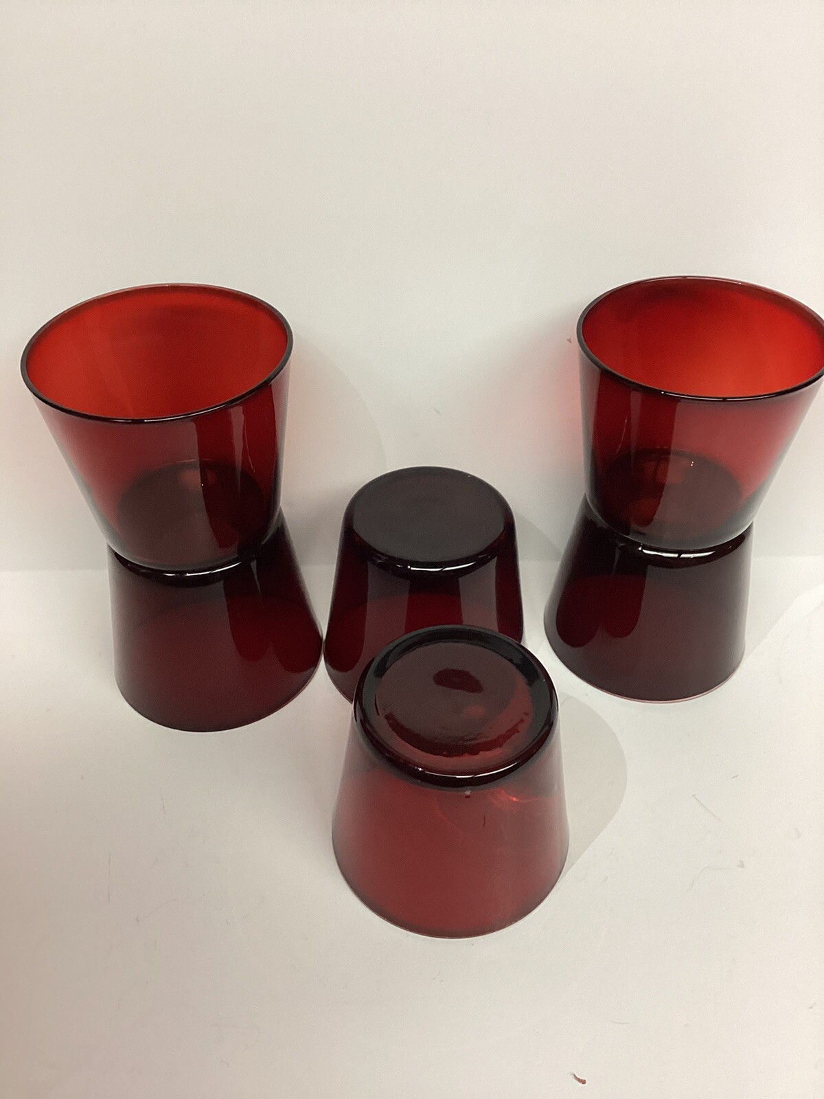 Vintage 6 Piece Set of Ruby Glasses. 3 x 3 1/2 | eBay