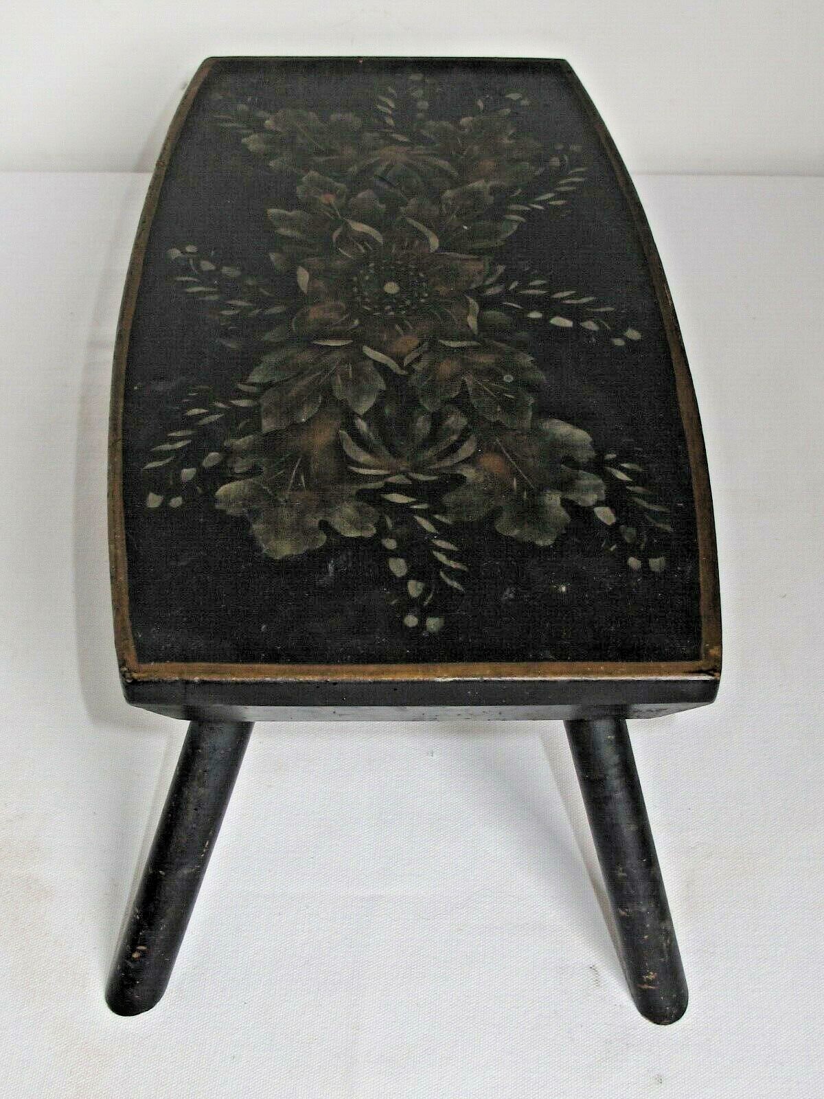 Antique Small Wood Stencil Painted Foot Stool | eBay