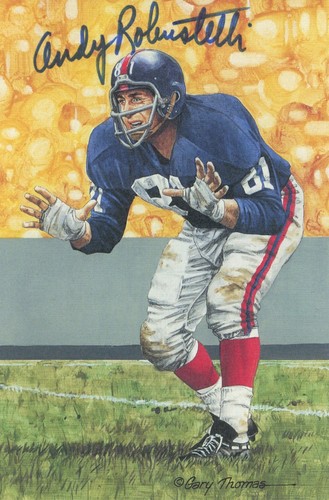 Andy Robustelli HOF Autographed Goal Line Art GLAC Postcard Giants JSA ...