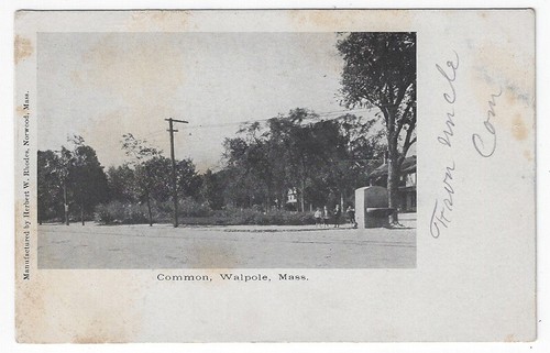 Walpole, Massachusetts, Vintage Postcard View of The Common | eBay