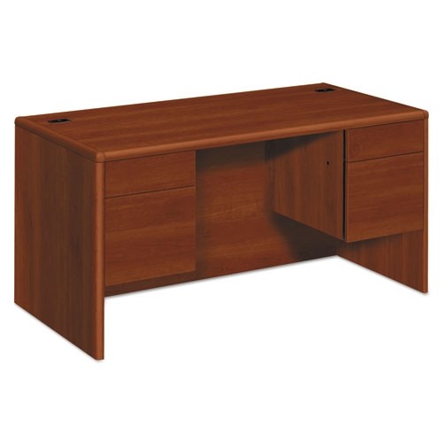 HON H10771 10700 Series Cognac Laminate Double Pedestal Desk 10771CO ...