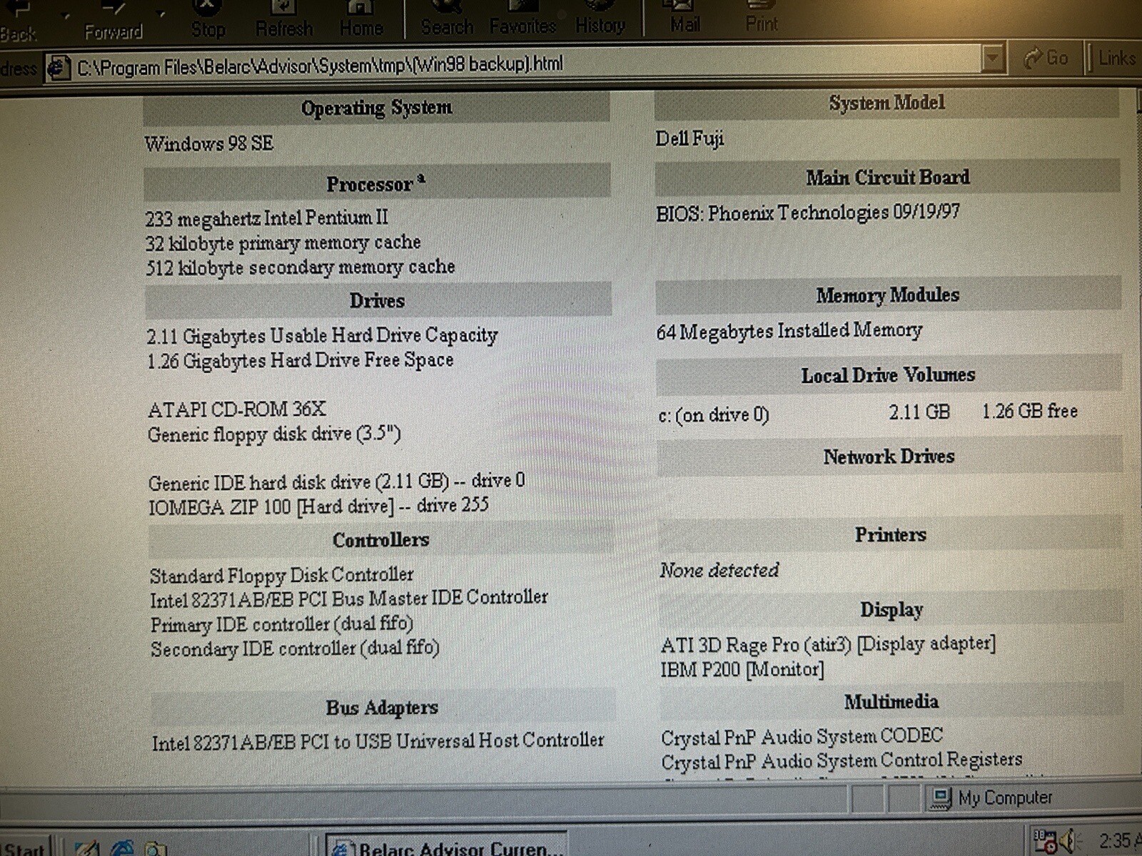 Vintage Retro Dell Optiplex GXa Windows 98 Desktop Computer Pentium 2 ...