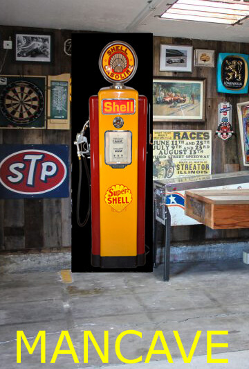 LIFE-SIZE VINTAGE RETRO GARAGE SUPER SHELL PETROL GAS PUMP MAN CAVE ART ...