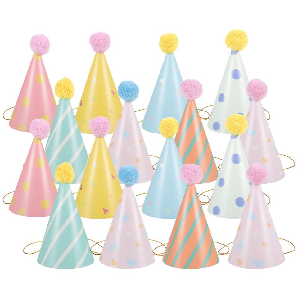 14 Pcs Birthday Cone Hat Party Hats for Kids Colorful Brithday Paper ...