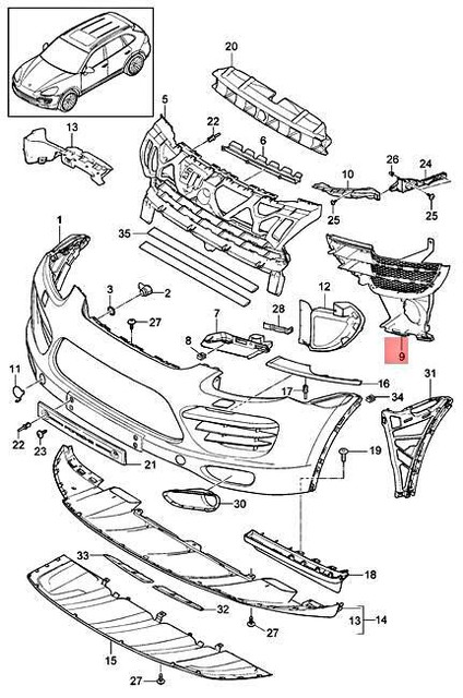 Genuine Porsche Cayenne 92a Grille Right 95850568200 for sale online | eBay