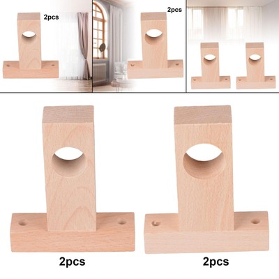 2Pcs Wooden Rod Holder Wood Curtain Rod End for Bathroom Kitchen ...
