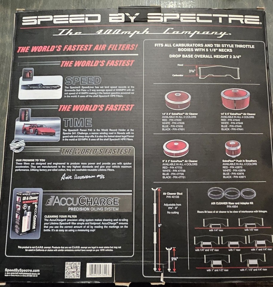 Spectre 47622 Extra Flow Air Cleaner Assembly - 14" X 3" | eBay