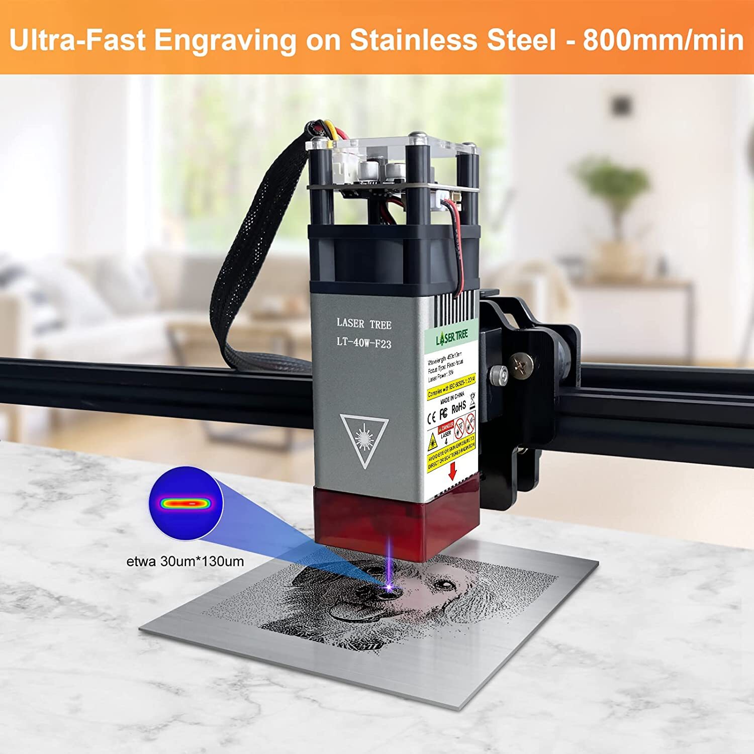 LASER TREE 40W Laser Module Head 450nm Focusable for Cutter Engraving ...