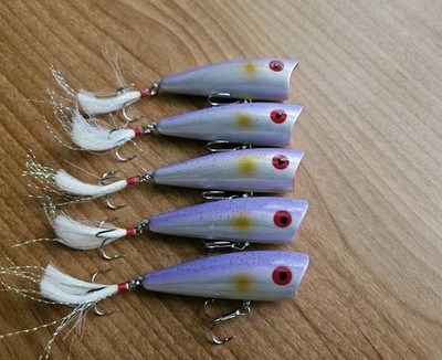 (5) Rebel Pop-R P60 Topwater Poppers, Lot of 5 Fishing Lures *Exclusive ...