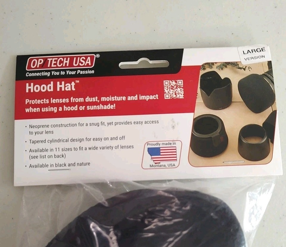 OP/TECH USA Front Lens Cap Soft Hood Hat Large 95mm-122mm Front Black ...