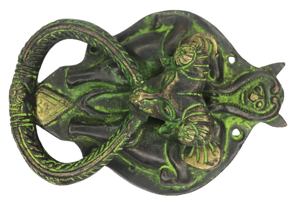 Elephant with Sheep & Bat Engraved Antique Style Handmade Brass Door ...