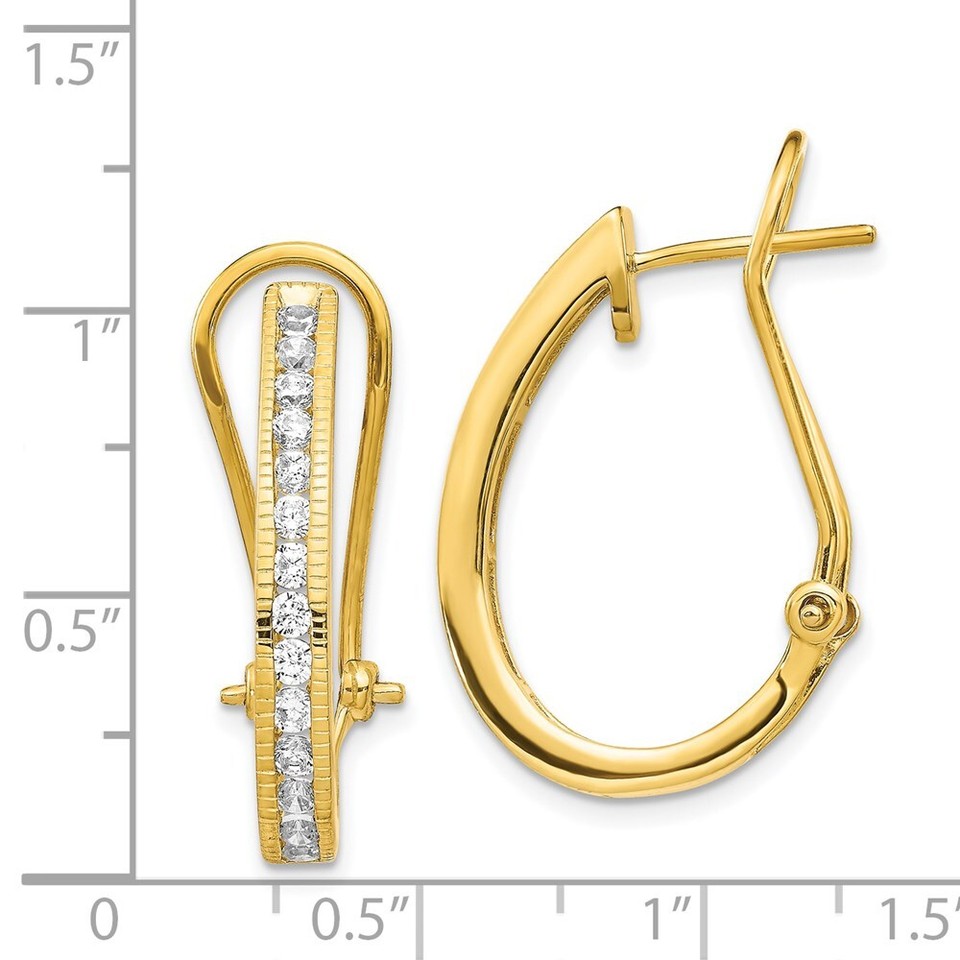 14k Yellow Gold Gold Diamond Omega Back Hoop Earrings Perfect Gift for ...