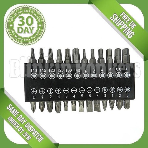 25PC TORX STAR PHILIPS POZI SECURITY BIT SET SCREWDRIVER POWER DRIVE ...