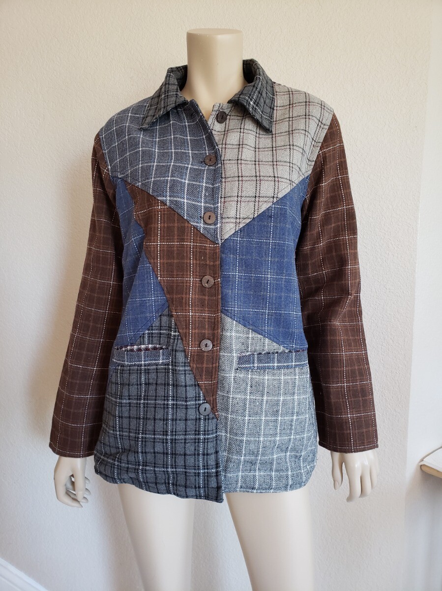 SACRED THREADS Vintage Look Wool Poly Artsy Patched Jacket L XL (1982 ...