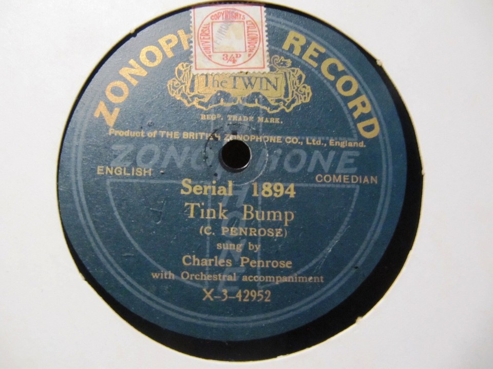 ZONOPHONE Charles PENROSE Comedy OLD TOMMY MEEK/ Tink Bump Laughing ...