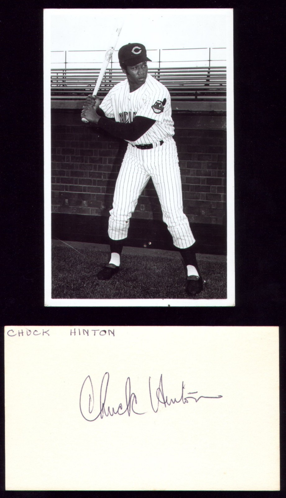 VTG CLEVELAND INDIANS "CHUCK HINTON" TEAM ISSUE BASEBALL POSTCARD w ...
