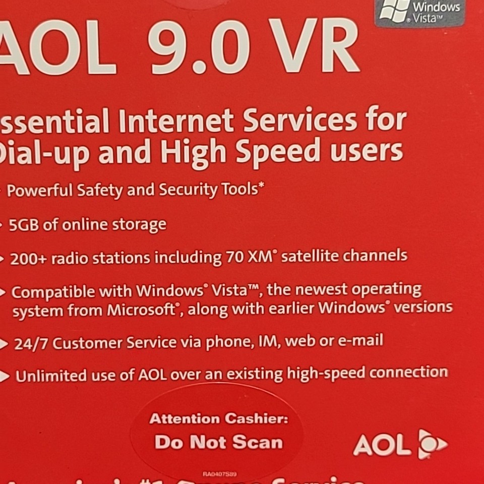 AOL 9.0 VR DISC Vintage install collectible america online VISTA Sealed ...