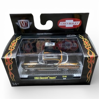 M2 Machines 1958 Chevrolet Impala Chevy S144 25-97 NIB Black W Flames ...