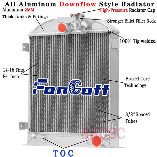 4 Row Aluminum Radiator For 1932 Ford Grill Shells 3" Chopped Chevy V8 ...