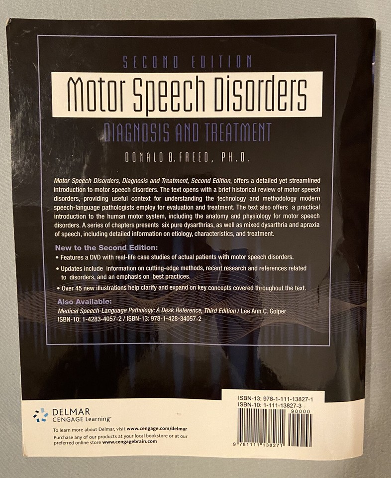 Motor Speech Disorders: Diagnosis & Treatment by Freed, Donald B ...