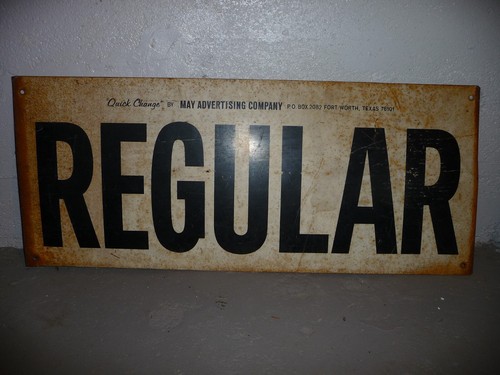 Antique Metal REGULAR Gasoline Sign by MAY Advertising Co. Large 36" x ...