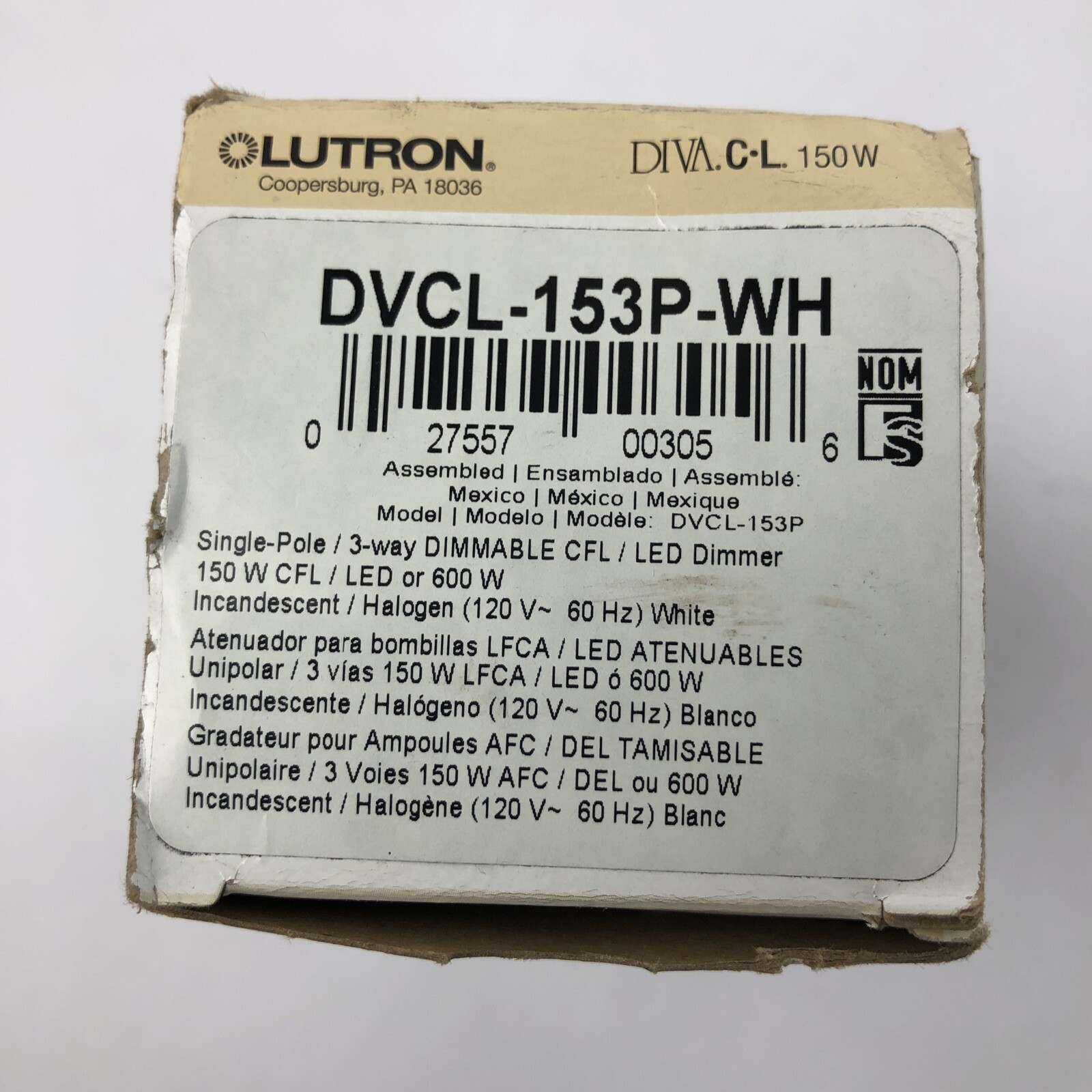 Lutron DVCL-153P-WH Dimmer Wall Light Switch - White 150W - Free ...
