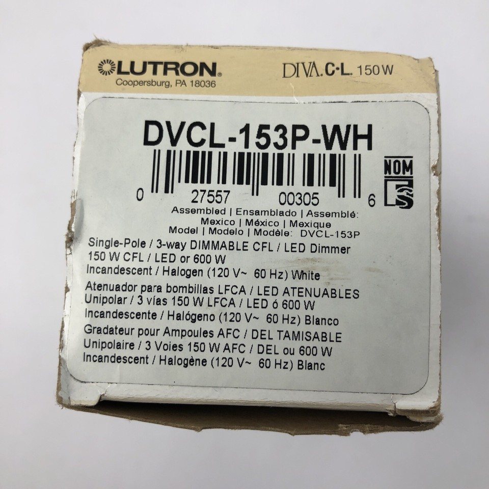 Lutron DVCL-153P-WH Dimmer Wall Light Switch - White 150W - Free ...