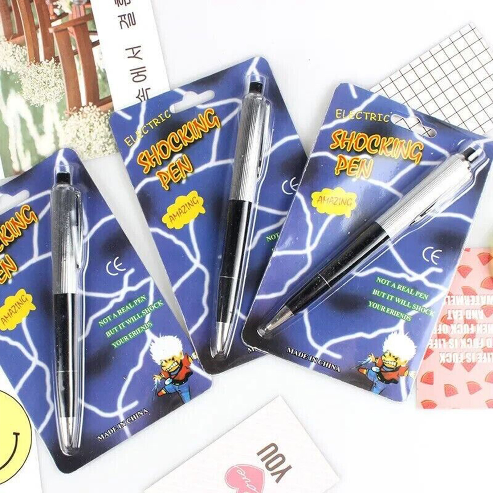 Shocking Electric Pen Shock Novelty Metal Pen Prank Trick Joke Gag ...