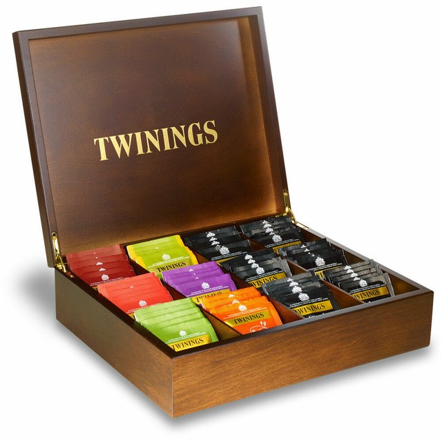 Twinings wooden tea bags compartment box - display tea chest for hotels ...