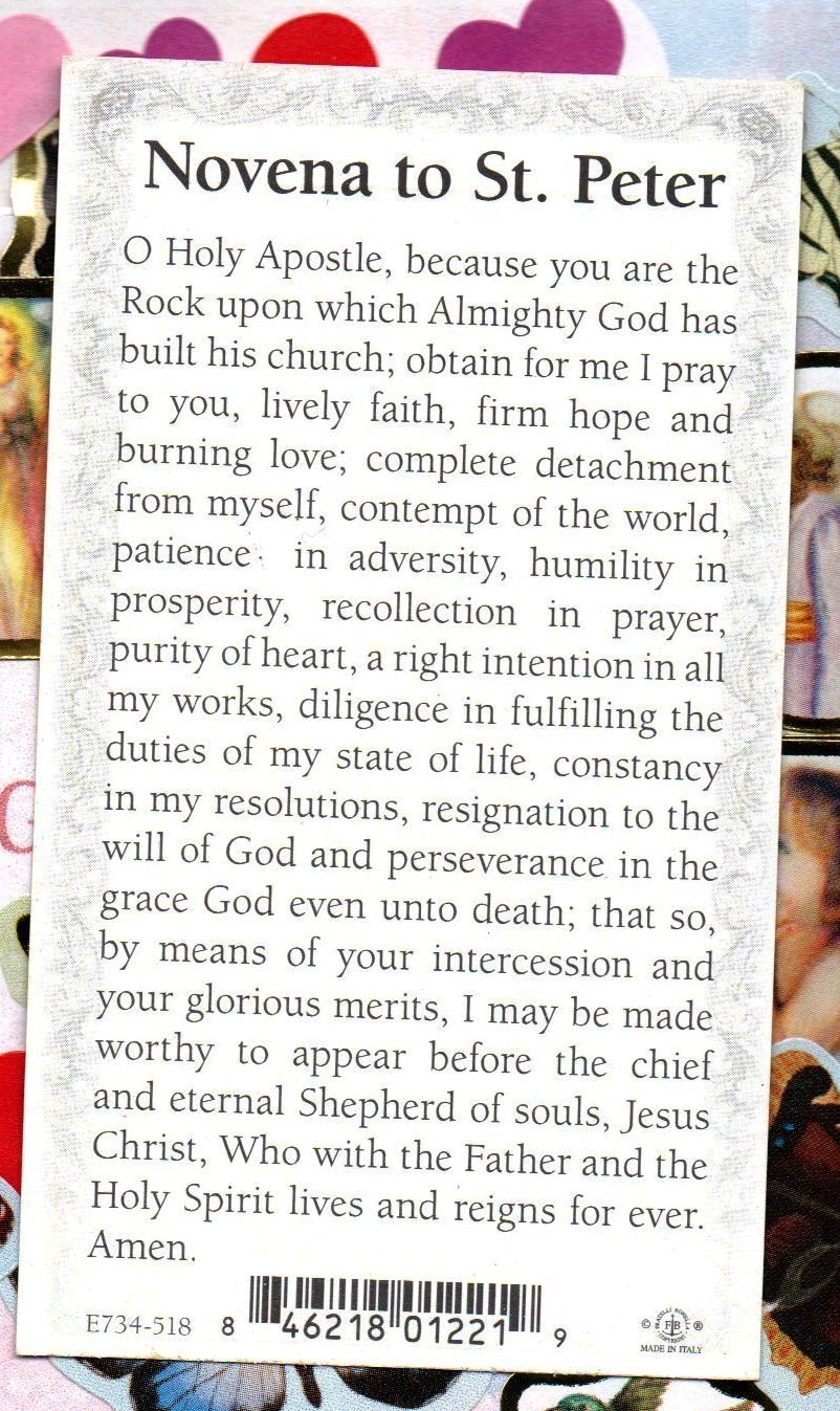 Saint Peter with Novena to St. Peter - gold trim - Paperstock Holy Card ...