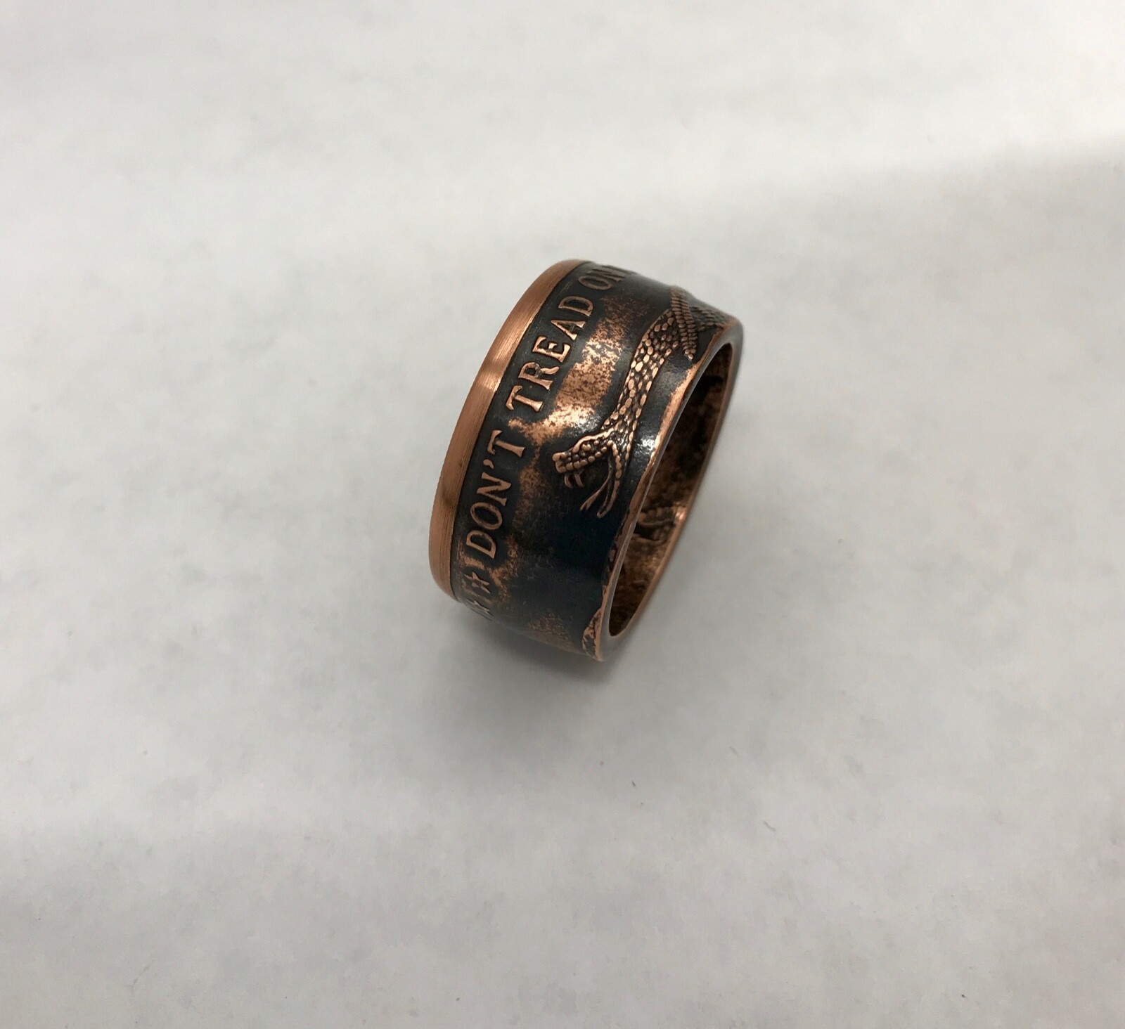 Don't Tread On Me .999 Copper Coin Ring, Patina, protective sealant ...