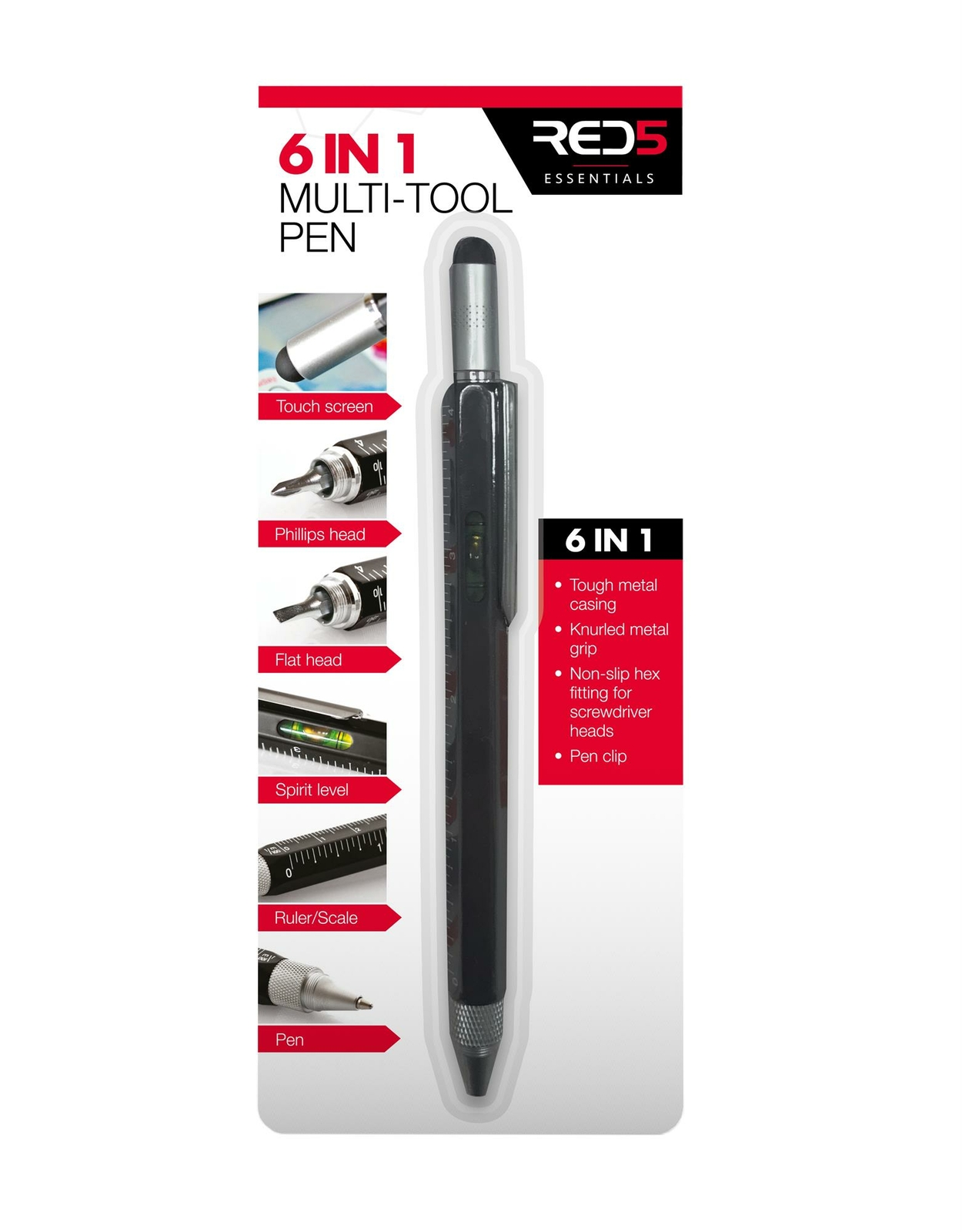 RED5 6 in 1 Tool Ball Point Pen with Screwdriver Spirit Level Ruler | eBay