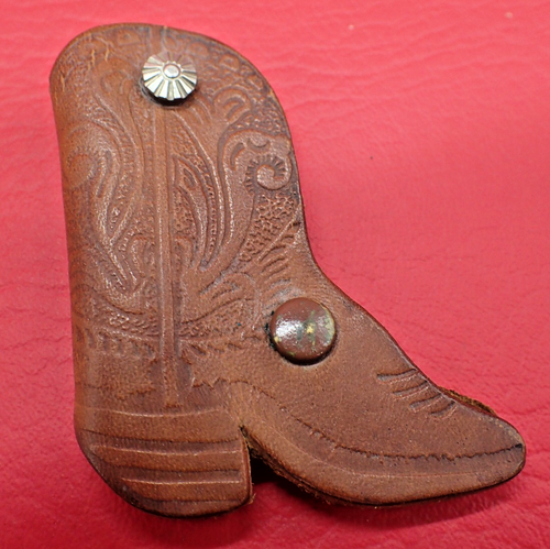 Vintage Leather Cowboy Cowgirl Boot Key Holder Key Ring ADVERTISING ...