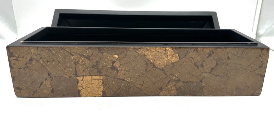 20th Century, Modern Coffer, Black Wood & Italian Faux Stone Mosaic ...