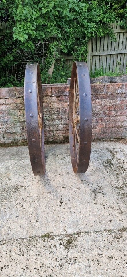 2 x Antique Iron Wheels - Garden Feature / Architectural Salvage | eBay UK