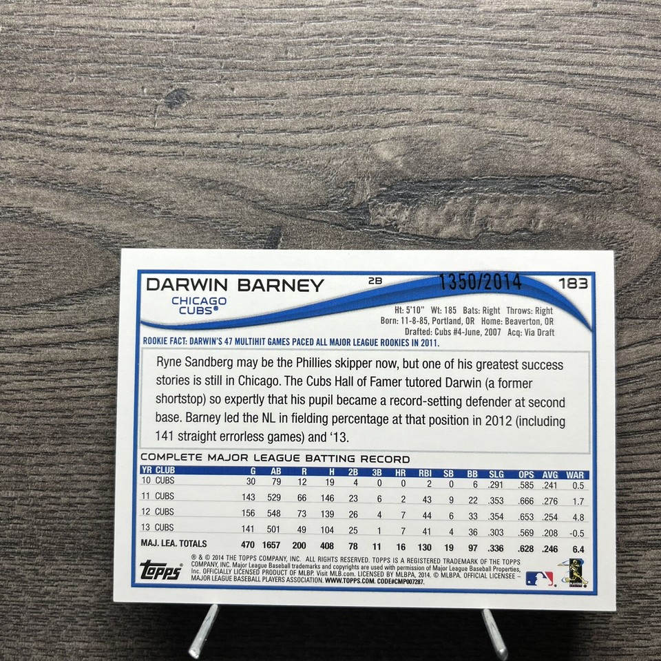 2014 Topps Gold #183 Darwin Barney 1350/2014 | eBay