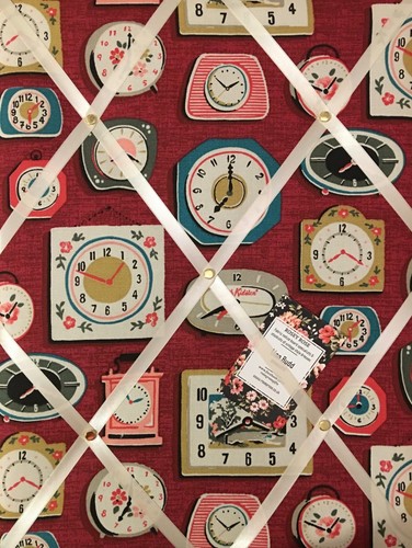 Cath Kidston Clocks Burgundy Red Crafted Fabric Notice Pin Memo Memory ...