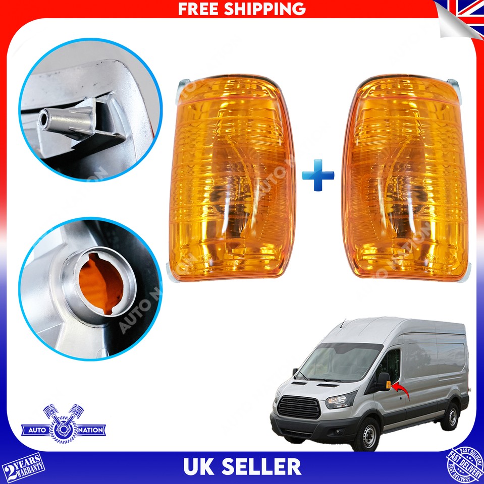 WING MIRROR INDICATOR LENS LEFT RIGHT SET FOR FORD TRANSIT MK8 DOOR ...