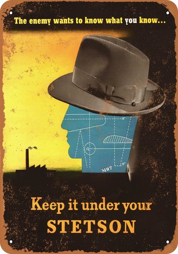 METAL SIGN - 1943 Stetson Hats and War - Vintage Look Reproduction | eBay