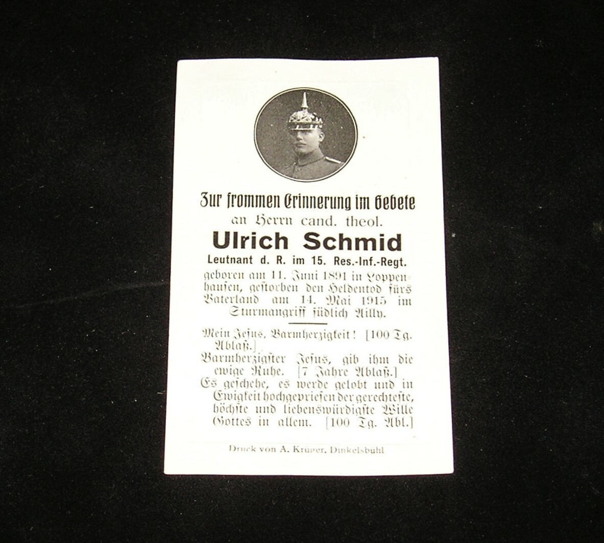 WW1 German Death Card to an Imperial Officer | Grelly USA