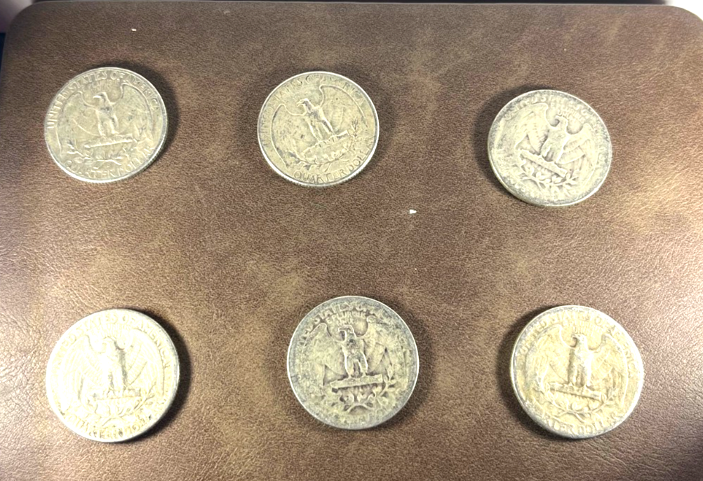 90% Silver Lot of 6 Washington Quarters for Silver Content, US Coins | eBay